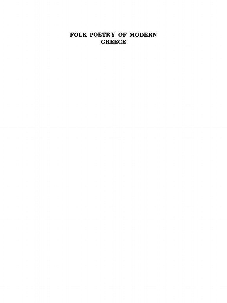 Folk Poetry of Modern Greece | PDF | Greece | Poetry