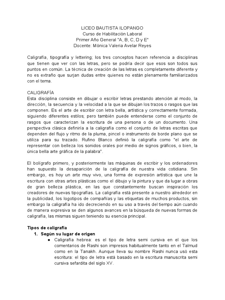 Historia y Diferencias de El Lettering y La Tipografia | PDF ...