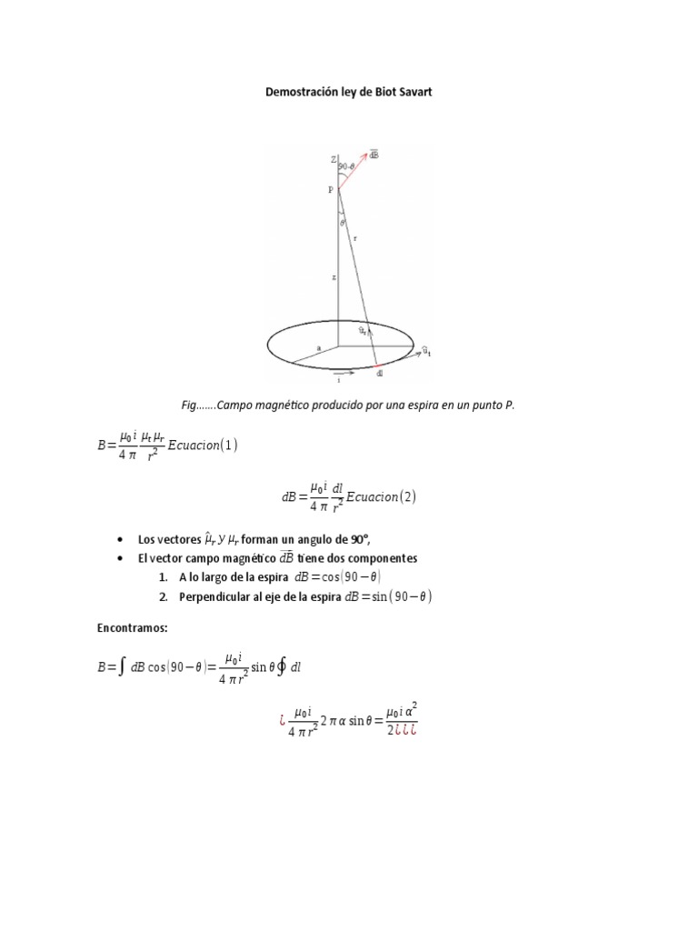 Demostración Ley de Biot Savart Campos El. 2020 | PDF | Magnetismo | Masa