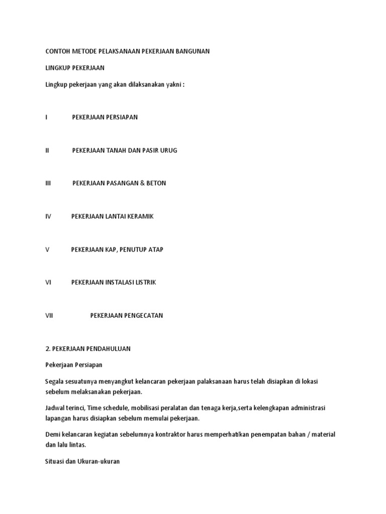 CONTOH METODE Pelaksanaan Bangunan Gedung | PDF