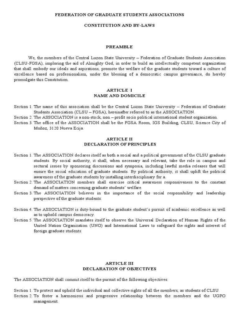 CLSU Graduate Students Association Constitution | PDF | Ratification | Board Of Directors