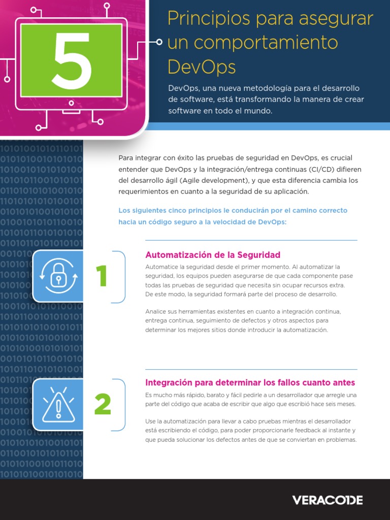 5 Principles For Securing Devops Spanish Veracode Guide | PDF | Ingeniería de software | Software
