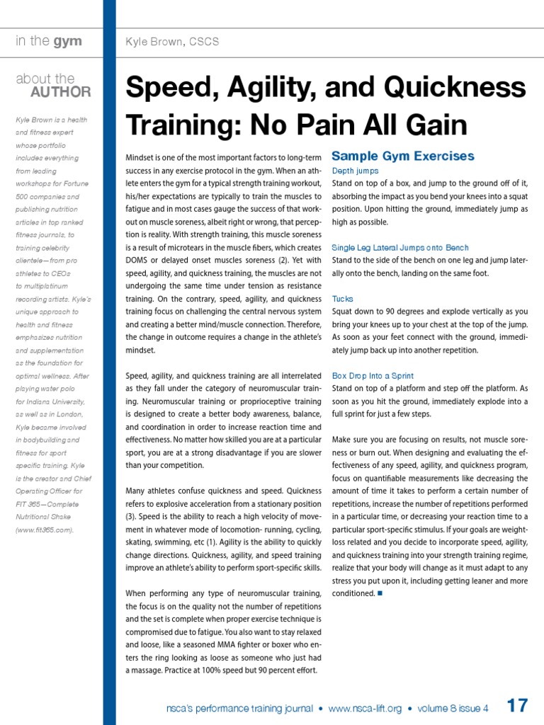 Brown NSCA SAQ Training No Pain All Gain PDF | PDF | Strength Training ...