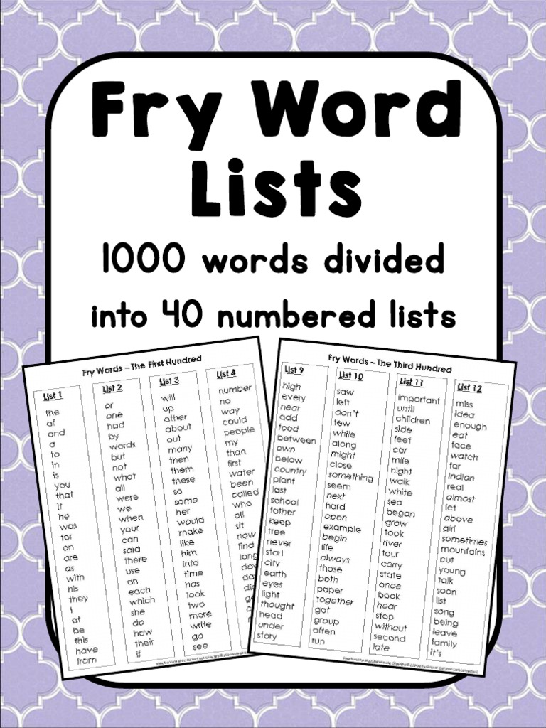 Fry Word Lists: 1000 Words Divided | Download Free PDF | Nature