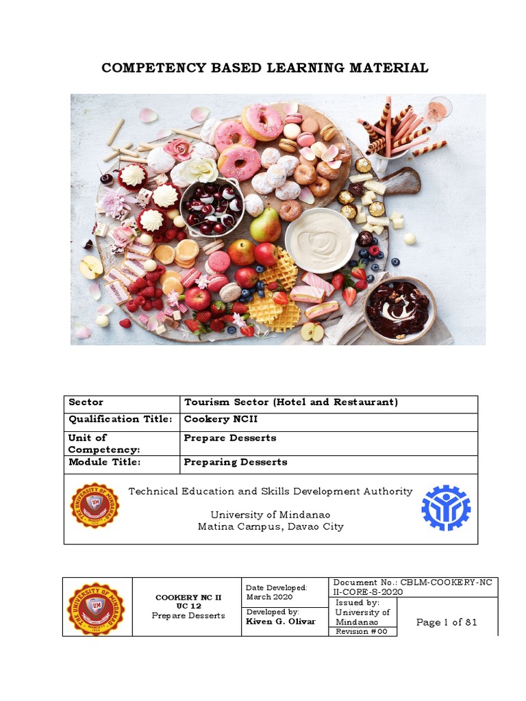 Uc 12 Preparing Desserts | PDF | Desserts | Cakes
