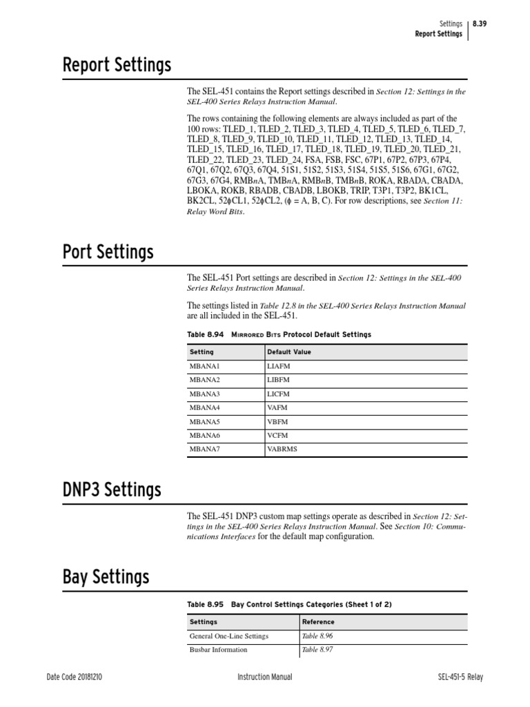 Report Settings: SEL-400 Series Relays Instruction Manual | PDF ...
