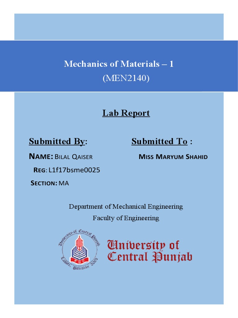 Mechanics of Materials Lab Report | PDF | Young's Modulus | Fatigue ...