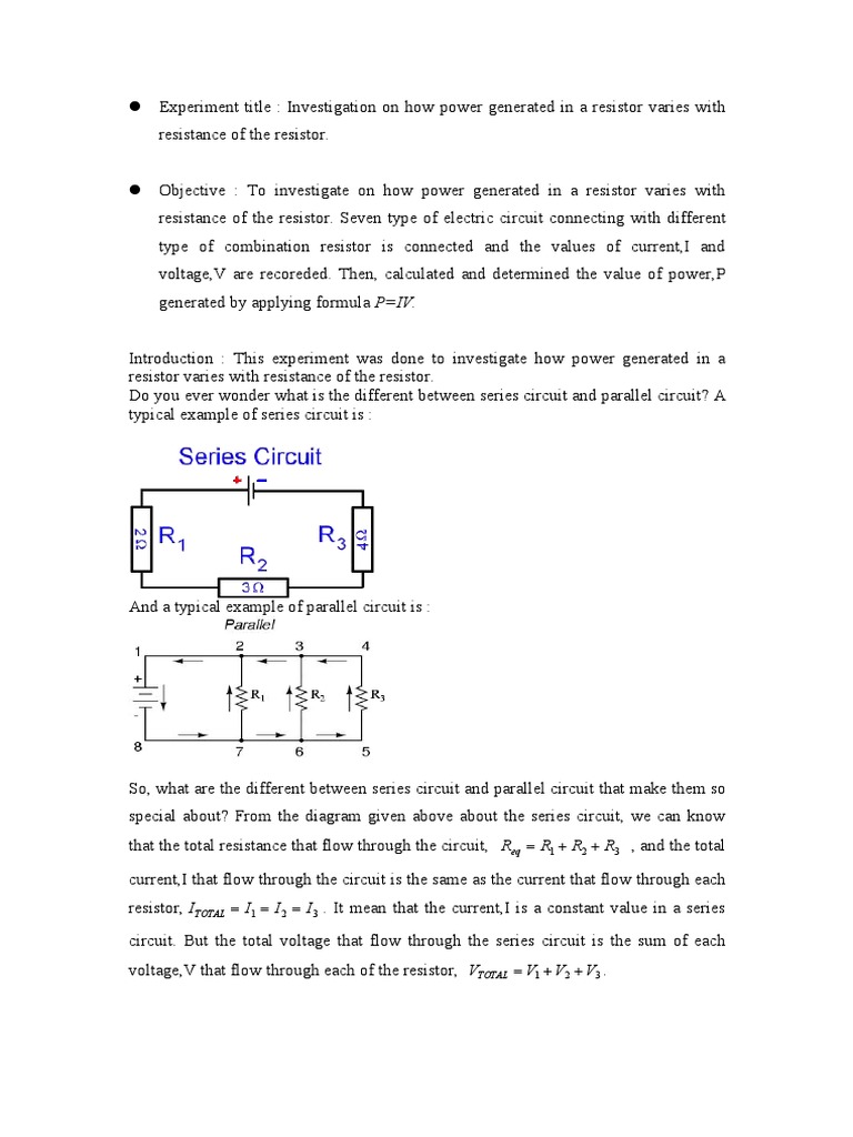 Exploring Power in Resistor Circuits | PDF | Series And Parallel ...