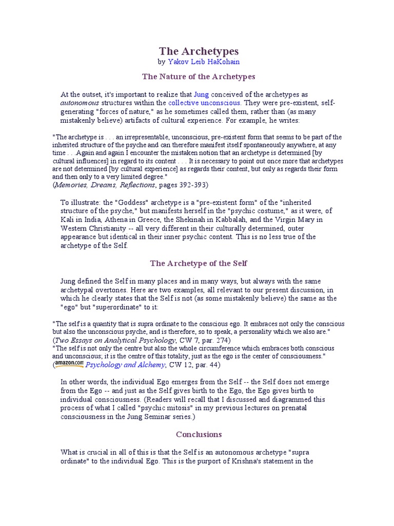The Nature of The Archetypes | PDF | Self | Id