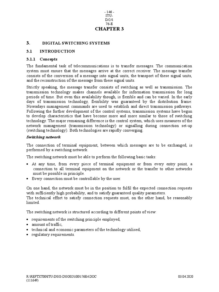 Digital Switching Systems 3.1 3.1.1 Concepts | PDF | Telephone Exchange | Packet Switching