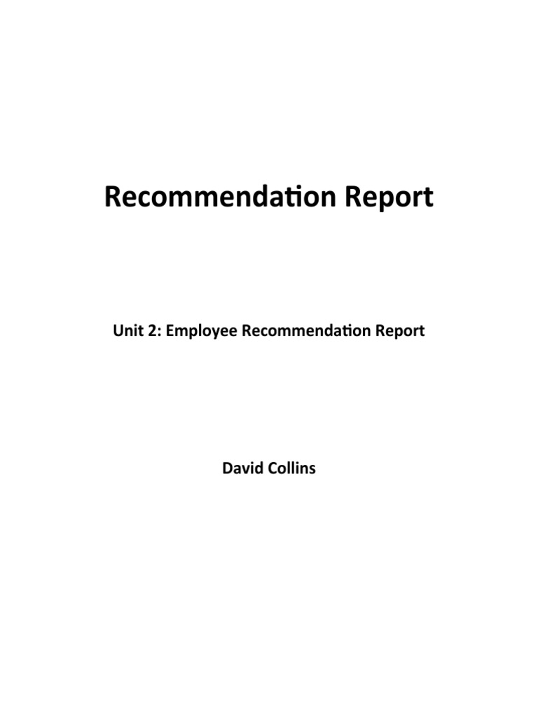 Unit 2: Employee Recommendation Report | PDF | News | Journalism