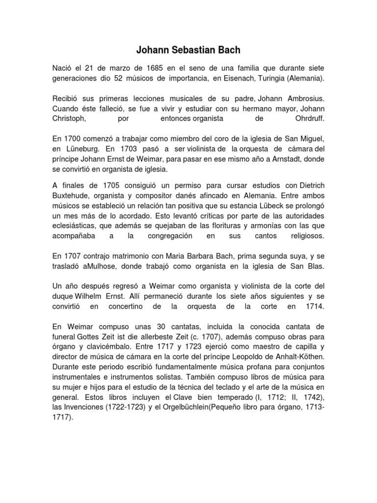 Johann Sebastian Bach PDF | PDF | Johann Sebastian Bach | Composiciones ...