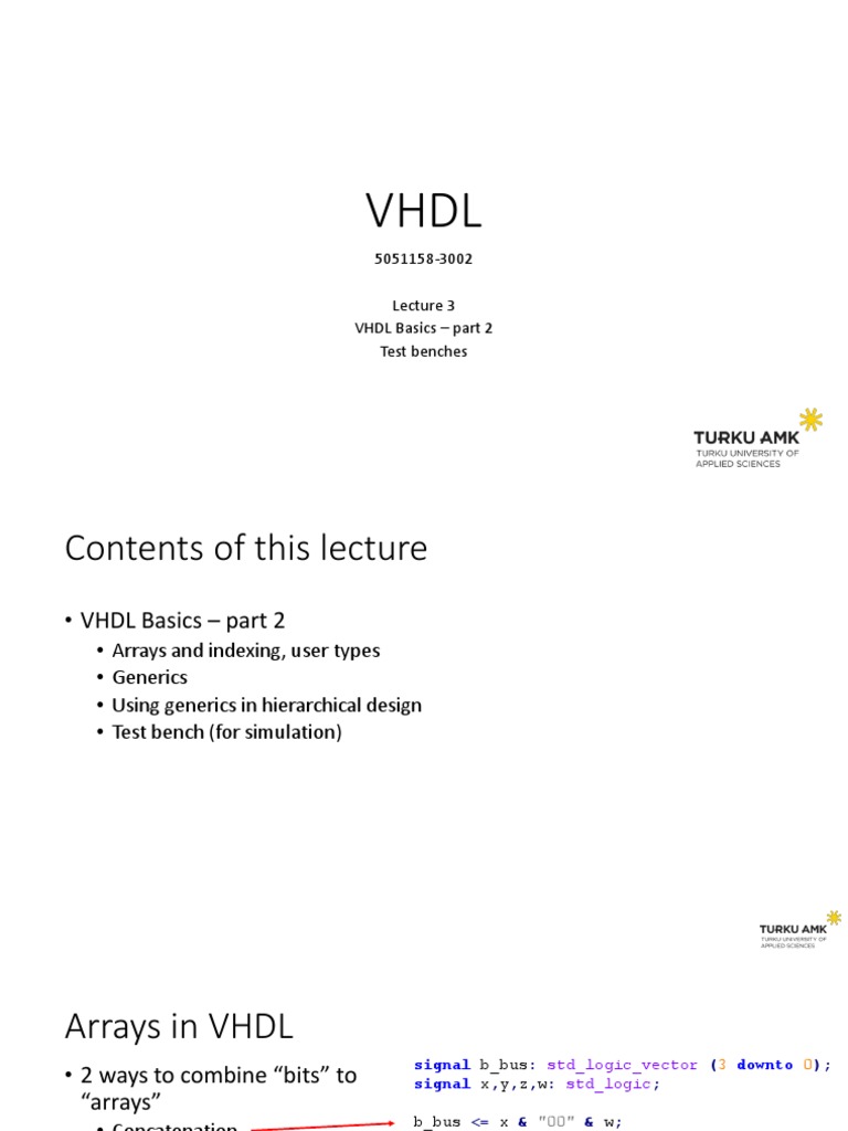 VHDL Lecture 3 PDF | PDF | Array Data Type | Vhdl