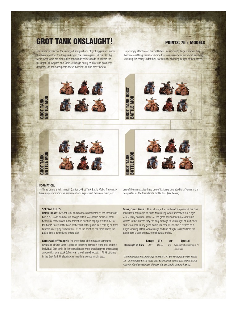 Grot Tank Onslaught Datasheet | PDF | Violent Conflict | Tanks