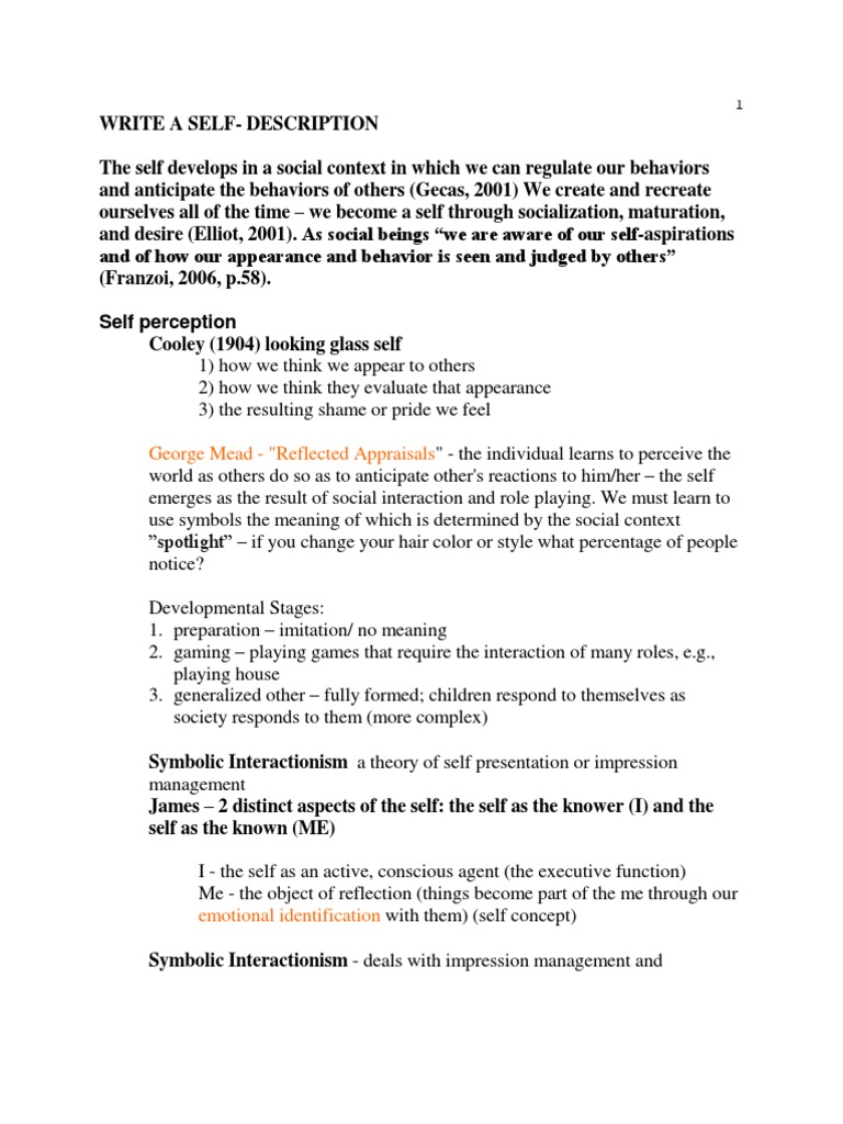 George Mead - "Reflected Appraisals | PDF | Self | Identity (Social ...