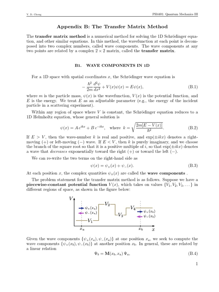 PH4401 Appendix B Transfer Matrix PDF | PDF | Wave Function ...