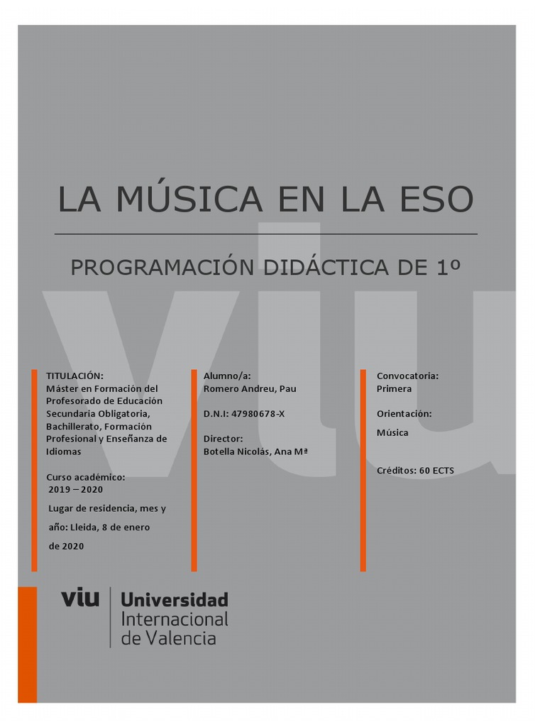 Programación Didáctica de Música ESO | PDF | Instrumentos musicales ...