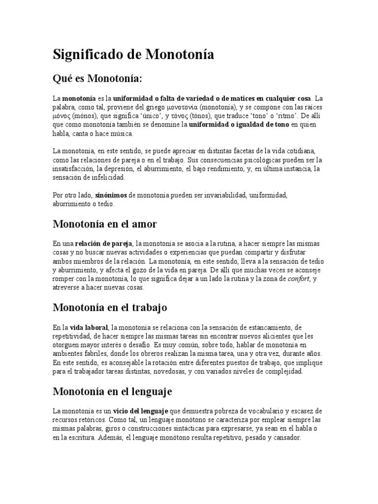 Significado de Monotonía Ur5875857hrj | PDF | Conceptos psicologicos ...