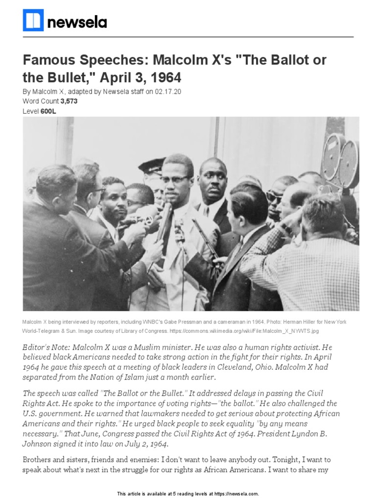 Lib Malcom X Ballot or Bullet Speech 56818 Article - Only | PDF ...