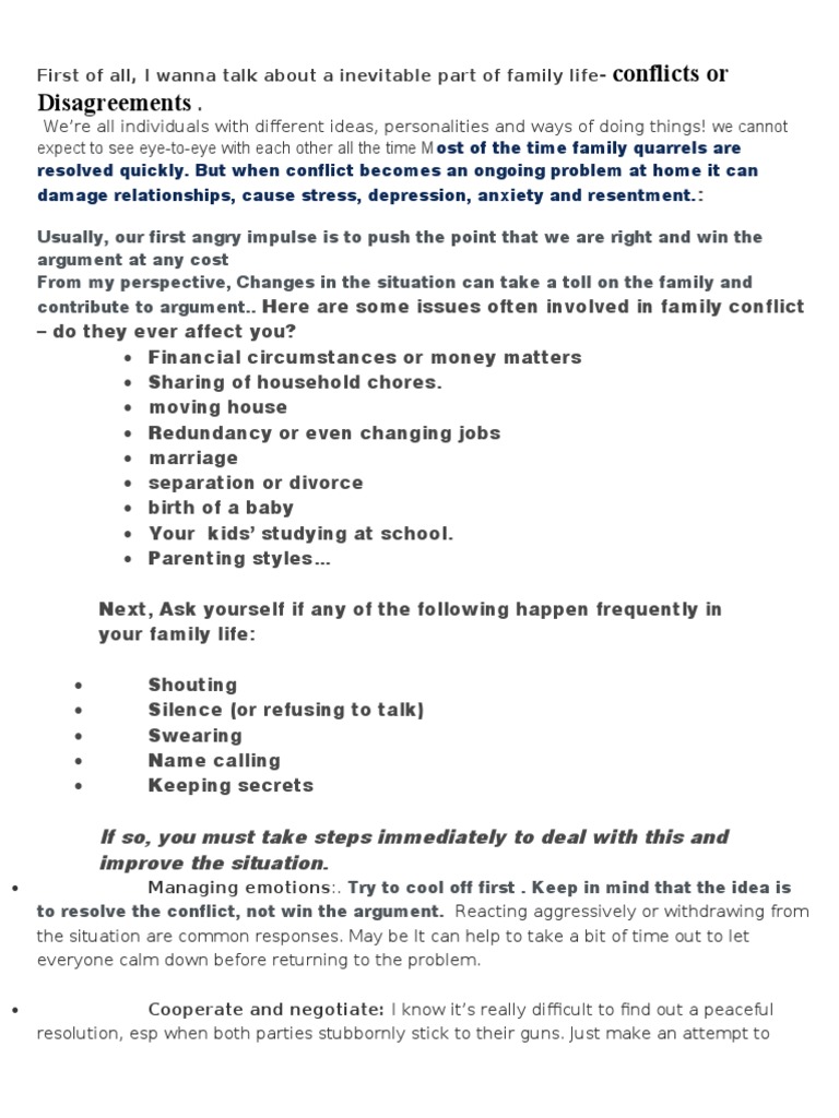 Family Life Topic | PDF | Psychological Concepts | Behavioural Sciences