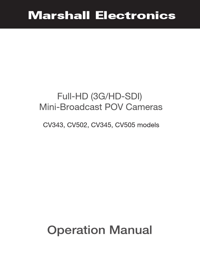 Operation Manual: Full-HD (3G/HD-SDI) Mini-Broadcast POV Cameras | PDF ...