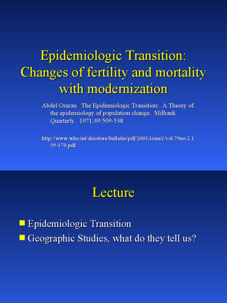 Epidemiologic Transition | Epidemiology | Infection