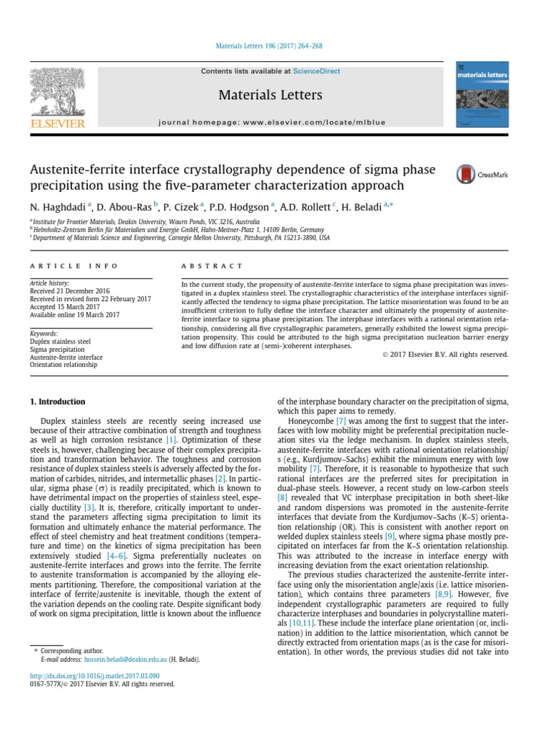 Sigma Phase Precipitation in Duplex Steel | PDF | Crystal Structure ...