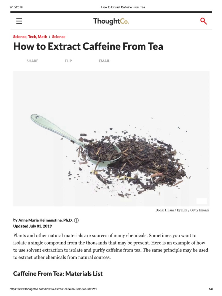 How To Extract Caffeine From Tea | PDF