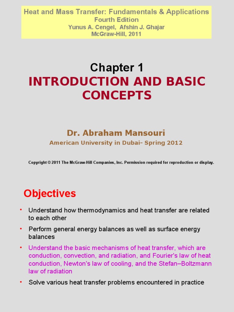Introduction and Basic Concepts: Heat and Mass Transfer: Fundamentals & Applications | PDF ...