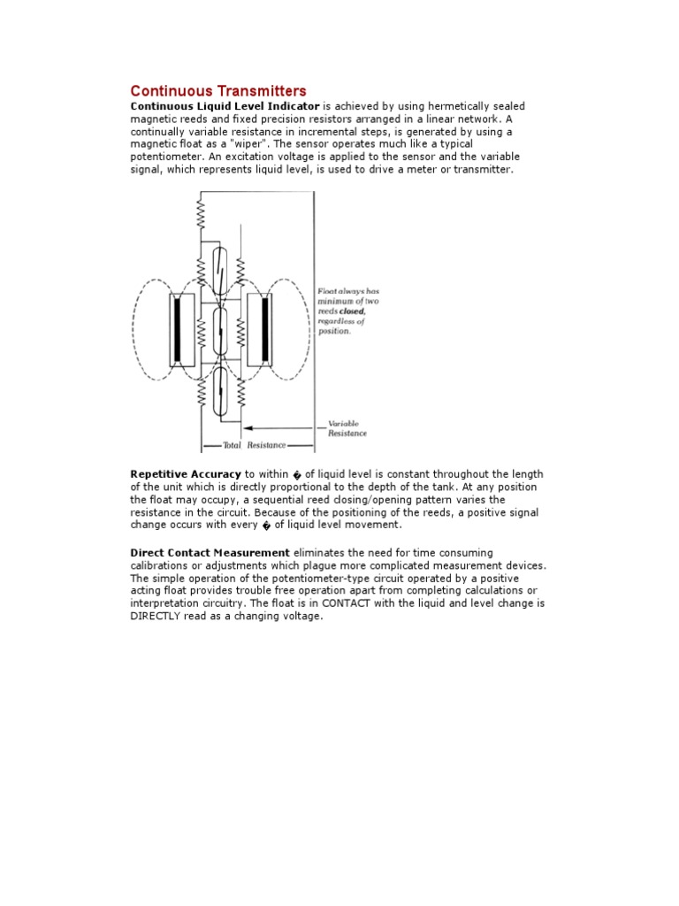 Reed Switch Continuous Transmitters | PDF