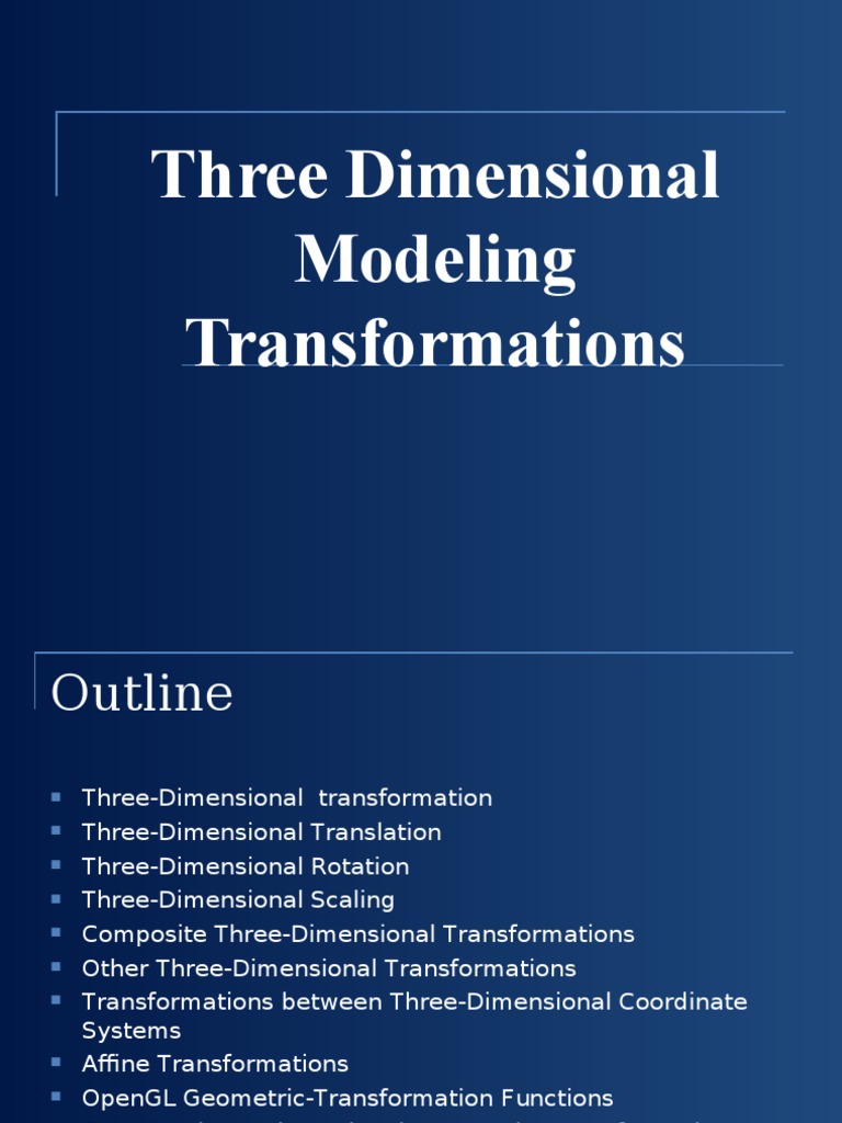 Three-Dimensional Transformation | PDF | Cartesian Coordinate System ...