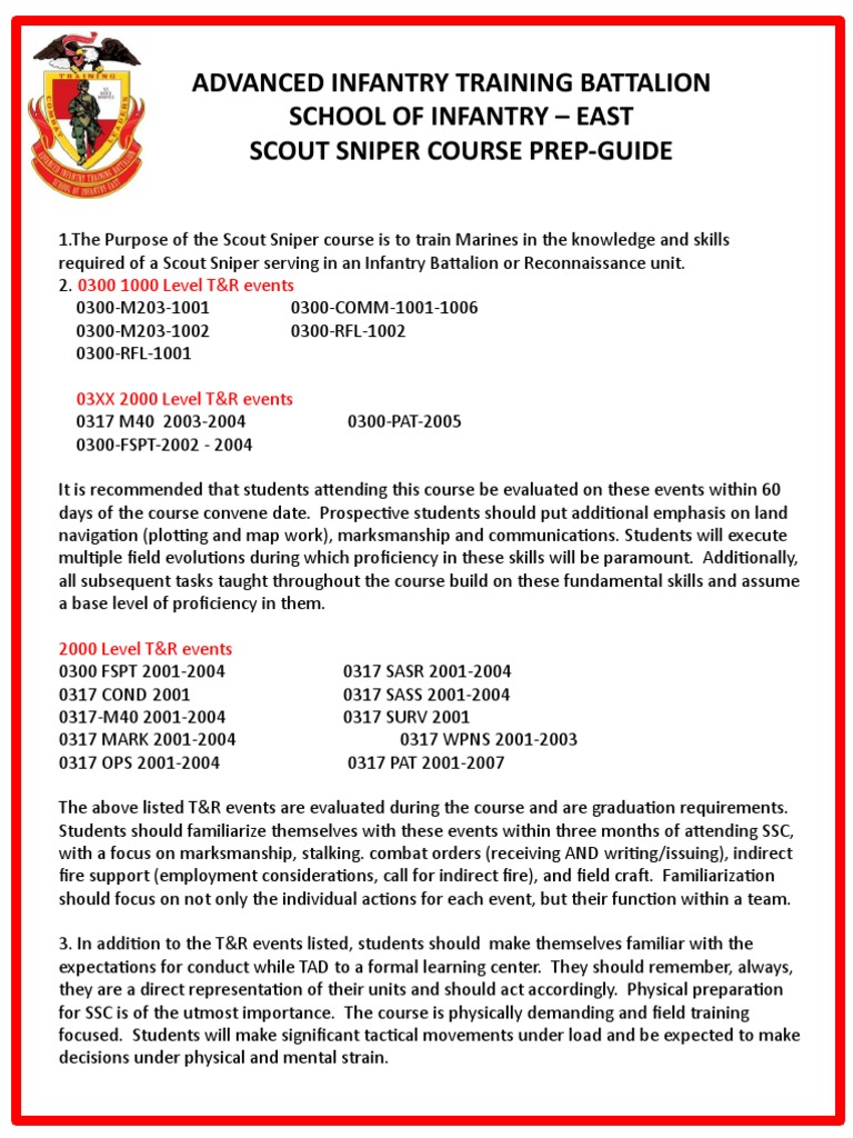 Advanced Infantry Training Battalion School of Infantry - East Scout ...