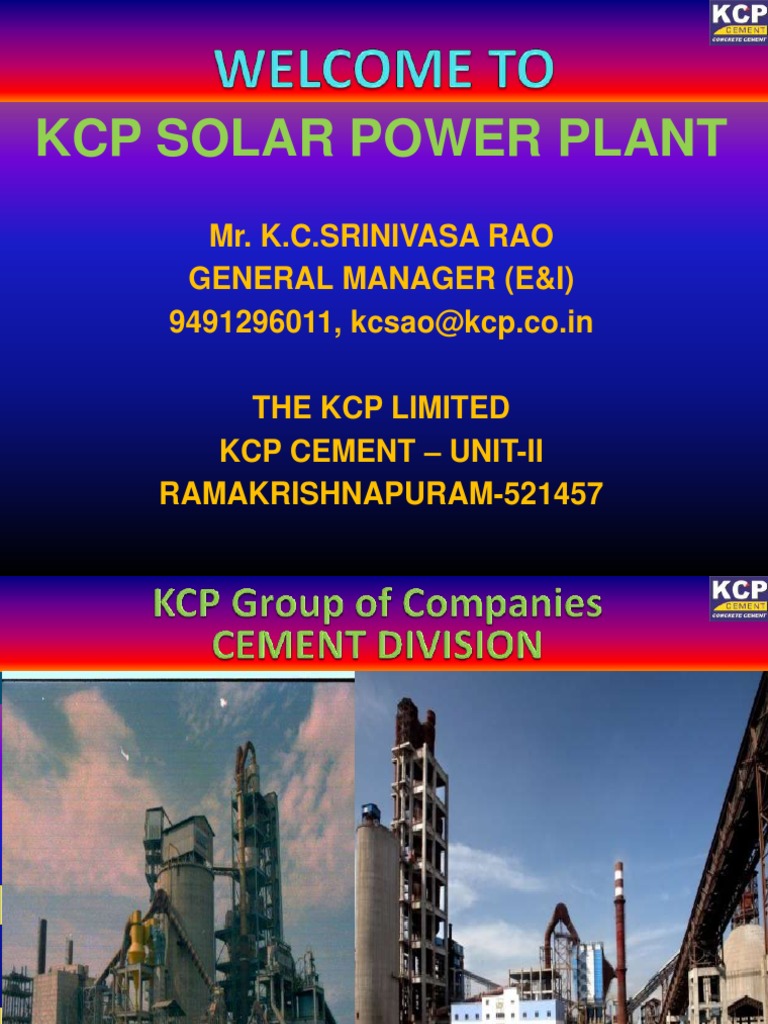 A Brief Presentation On KCPs Solar Power Plant | PDF | Solar Power ...