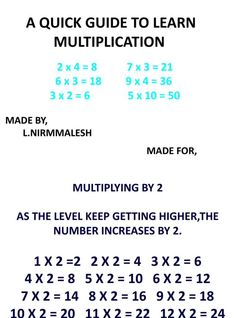 A Quick Guide To Learn Multiplication | PDF