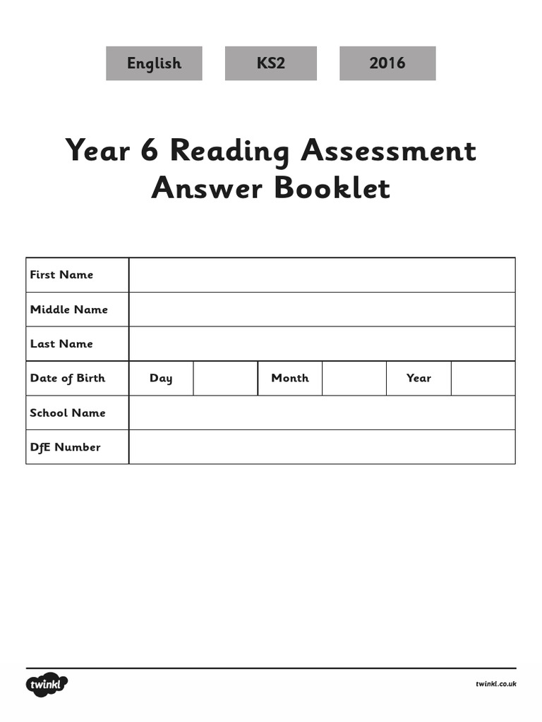 Year 6 Reading Assessment Answer Booklet 1 PDF | PDF | Poetry