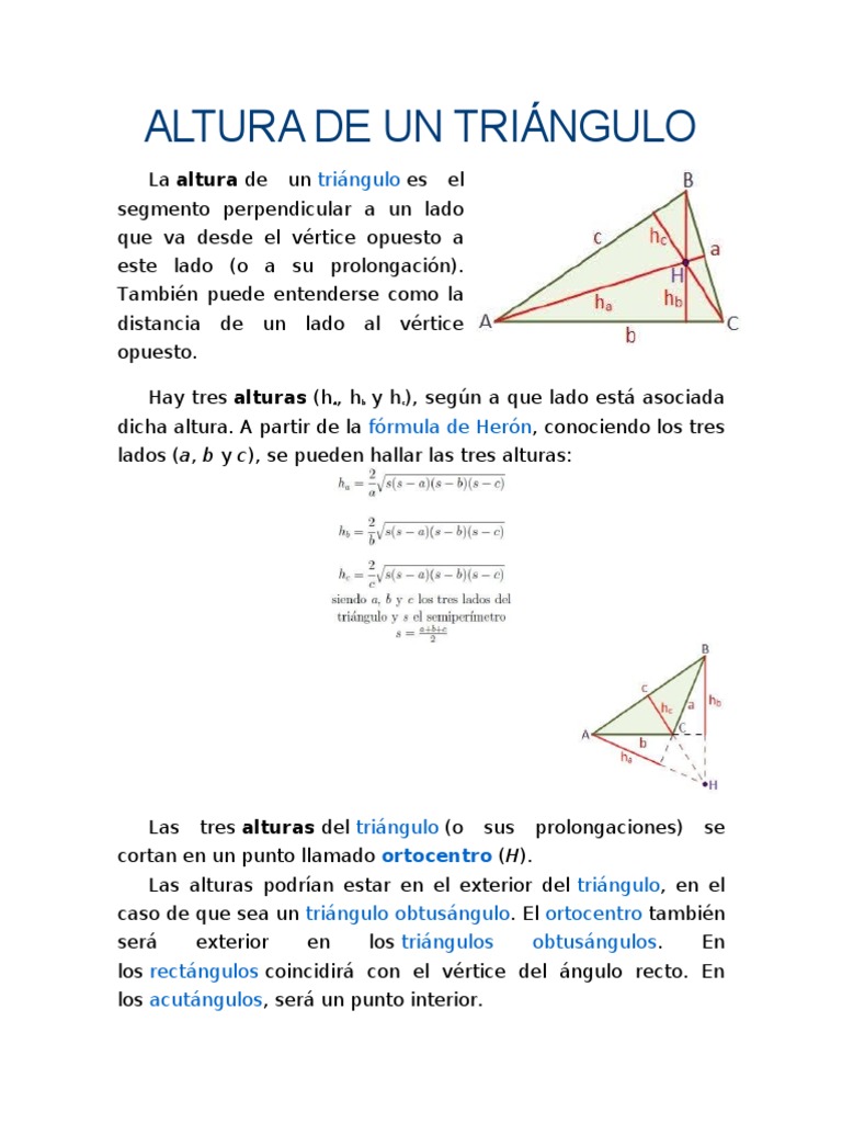 Cómo calcular la altura de un triángulo | PDF