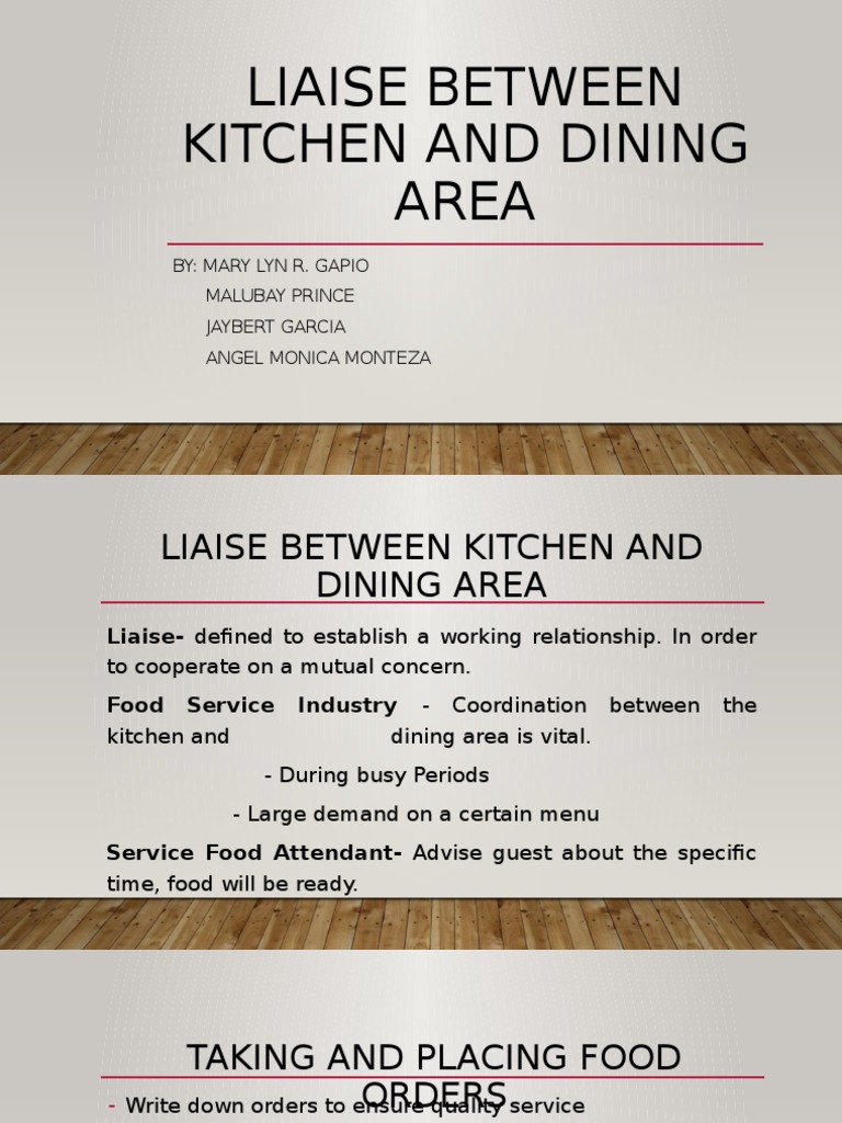 Liaison Between Kitchen and Dining Area | PDF | Point Of Sale | Computing