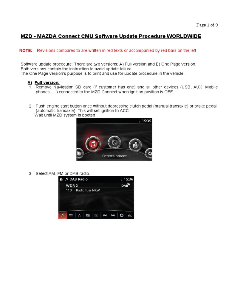 Mazda Connect CMU Firmware Update Guide | PDF | Clutch | Usb Flash Drive