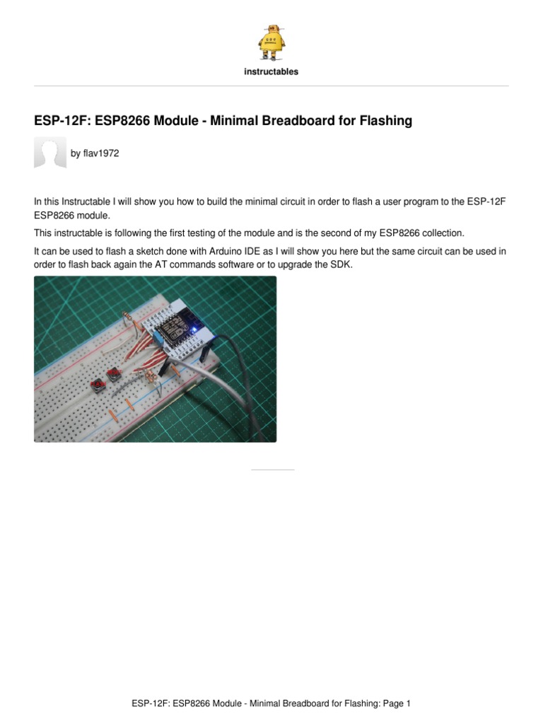 Instructable Esp 12f Esp8266 Module Minimal Breadboard For Flas Pdf