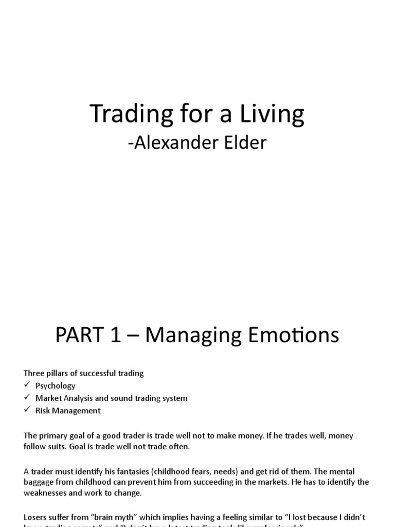 Trading For A Living: - Alexander Elder | PDF | Moving Average | Stocks