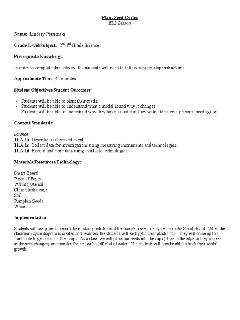 ELL Lesson Final | PDF | Seed | Cognition