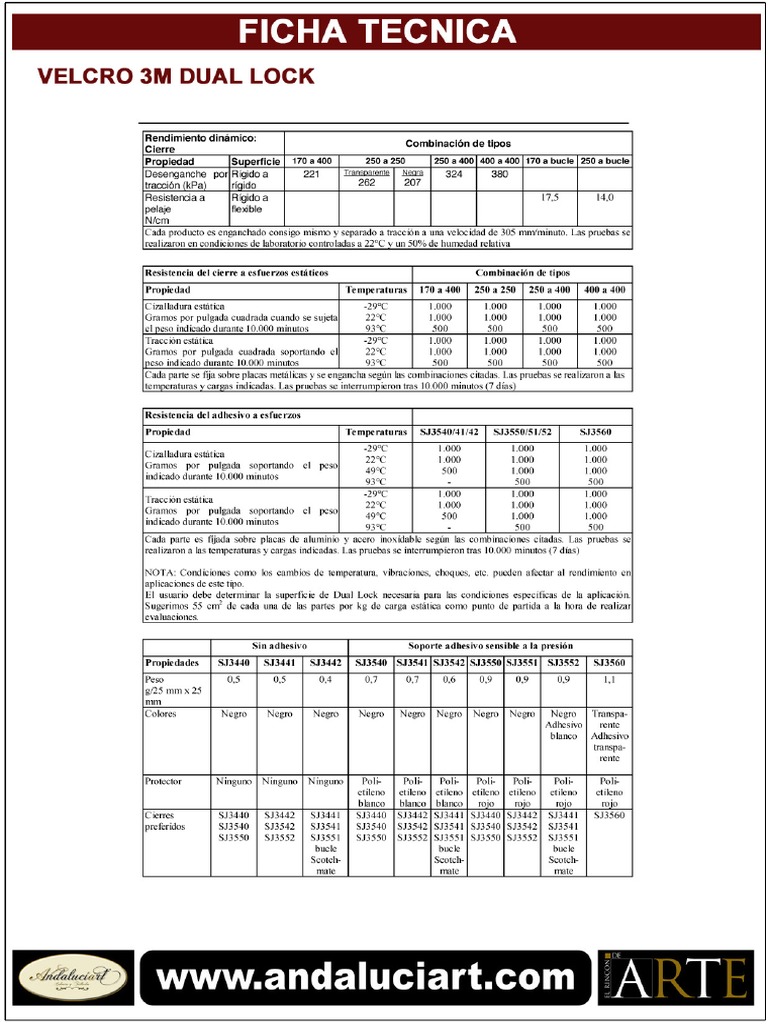 Ficha Técnica VELCRO 3M | PDF