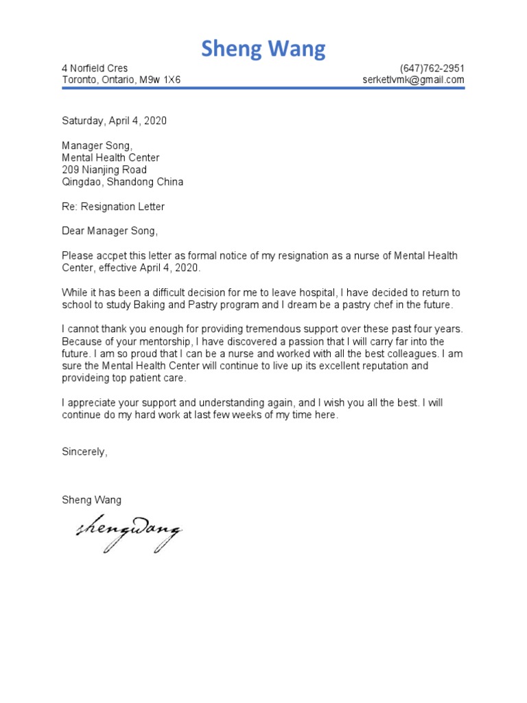 Shengwang-Job Portfolio Resignation | PDF