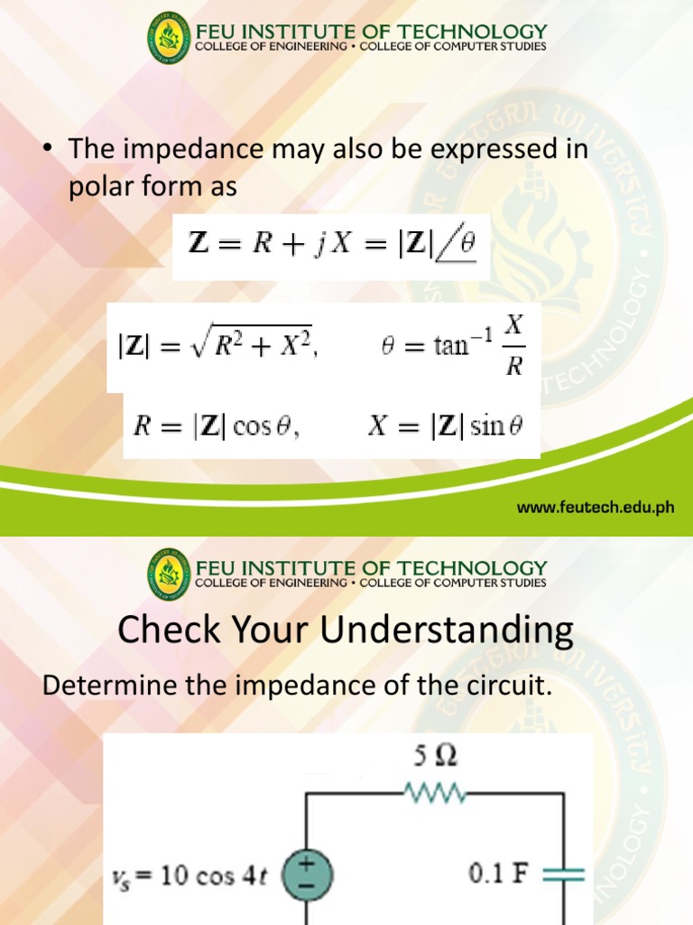 The Impedance May Also Be Expressed in Polar Form As | PDF | Electrical ...