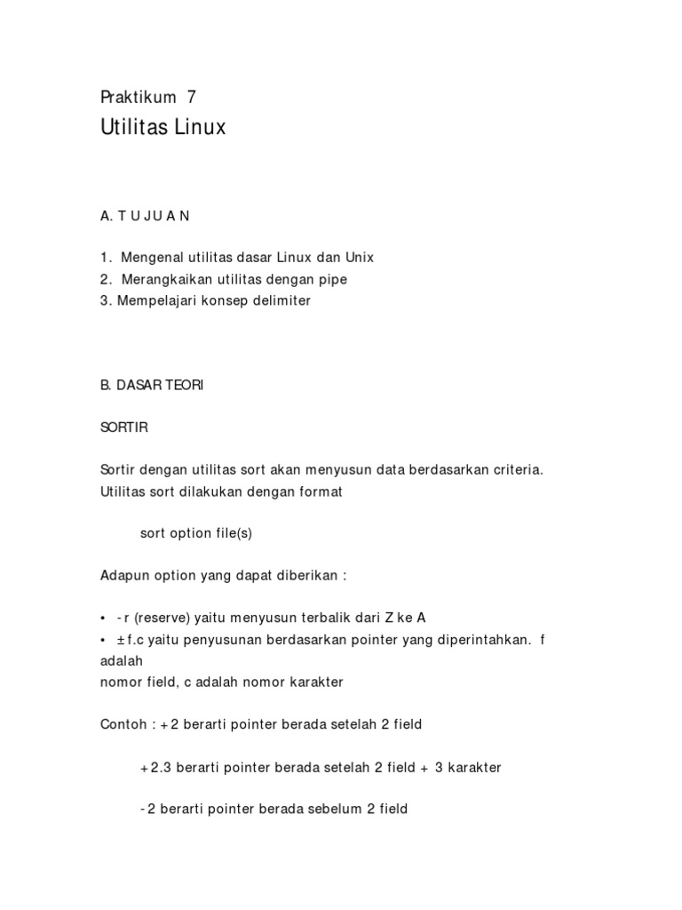 Praktikum 7 Utilitas Linux PDF | PDF