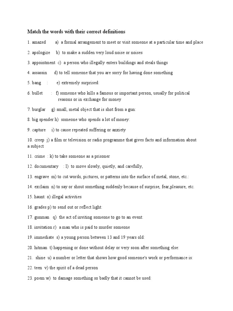 Unit 3 Words | PDF | Violence