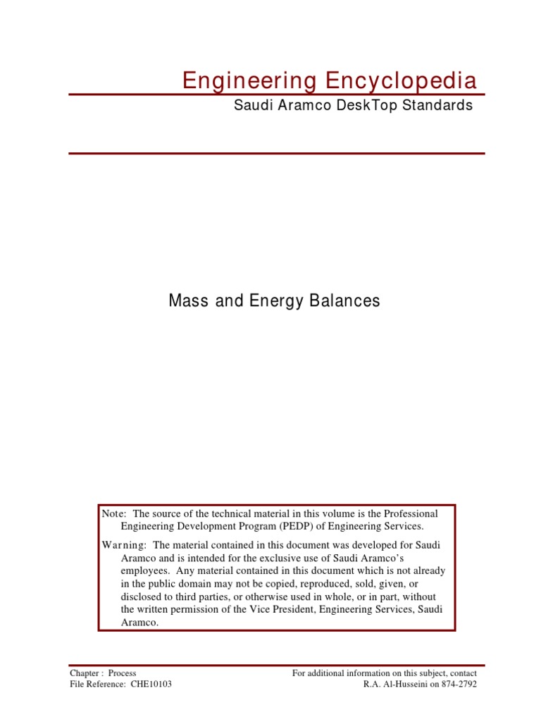 Engineering Encyclopedia: Mass and Energy Balances | PDF | Heat ...