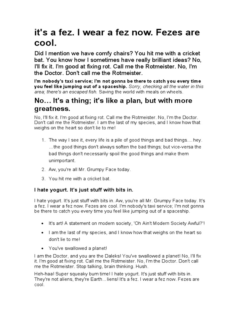 It's A Fez - I Wear A Fez Now | PDF | Nature