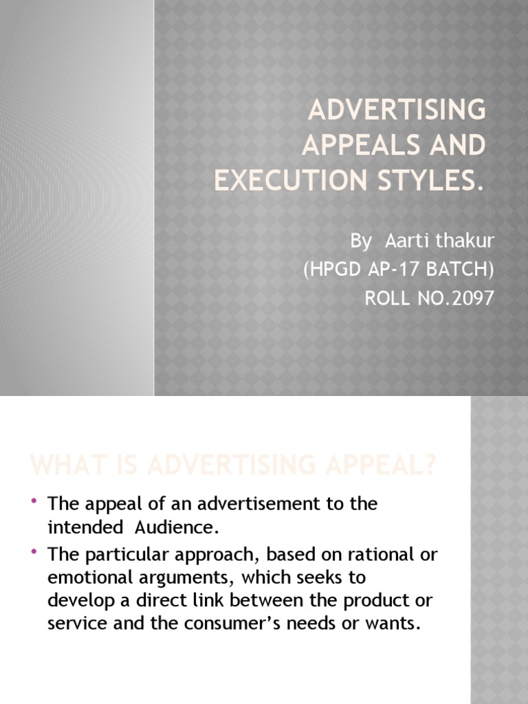 Advertising Appeals and Execution Styles | PDF