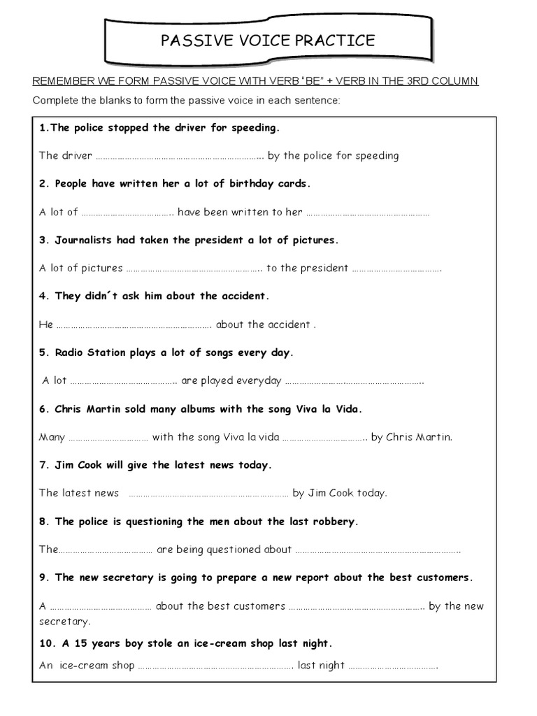 Passive Voice Practice | PDF